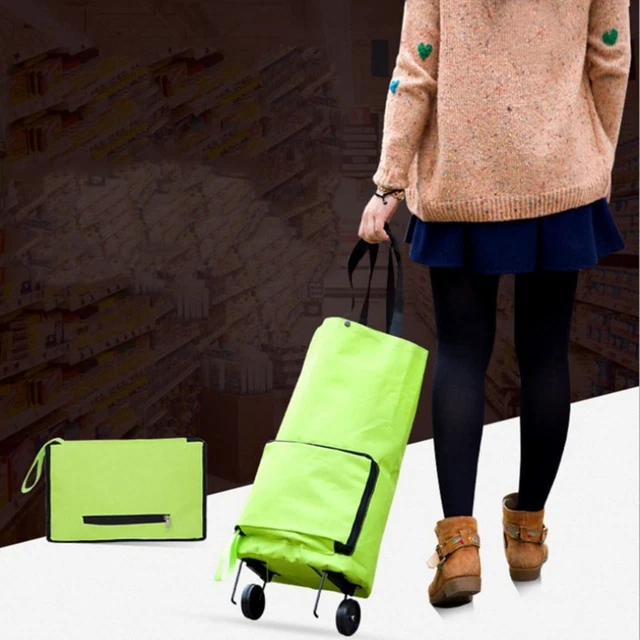 FOLDING CART WITH Wheels Hand-pulled Shopping Portable Trolley ...