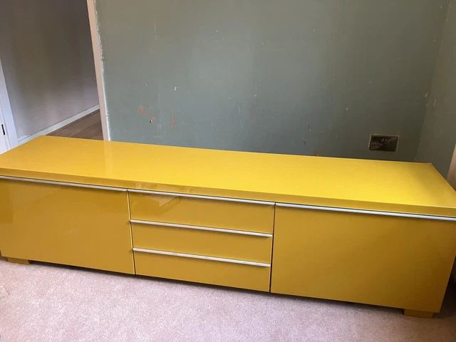 IKEA BESTA BURS Yellow High Gloss Tv Bench Cabinet/unit Excellent ...