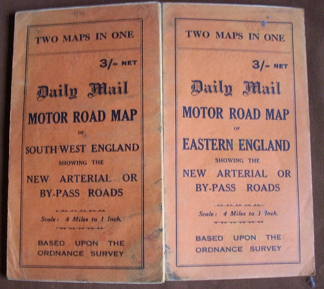 1920S 2 MAPS in One Duplex Eastern & South West England 4 mile /inch ...