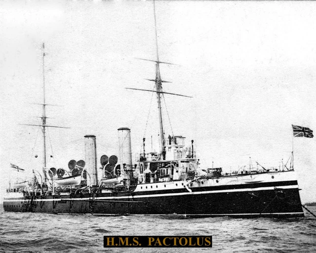 ROYAL NAVY CRUISER Hms Pactolus 1896 8 X10 Photograph With Bonus Stats ...