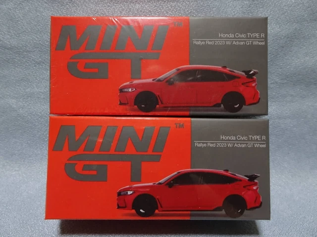 NEW MINI GT 546 Honda Civic TYPE R Rallye Red 2023 W/ Advan GT Wheel ...