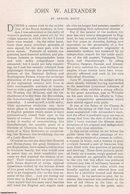 JOHN W. ALEXANDER. The 19Th Century American Painter. A Rare Original ...