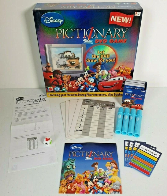 MATTEL PICTIONARY DISNEY Dvd Game Team Drawing Disc Working Mickey ...