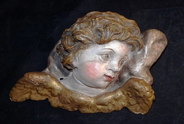 SKULPTUR BAROCK PUTTO Engel Relief Plastisch Geschnitzt Farbig ...