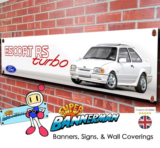 FORD ESCORT RS Turbo (white) Banner for Garage, Workshop, Showroom etc ...