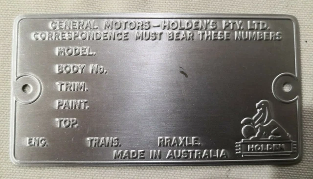 BLANK HOLDEN STYLE Build Plate $270.00 - PicClick AU