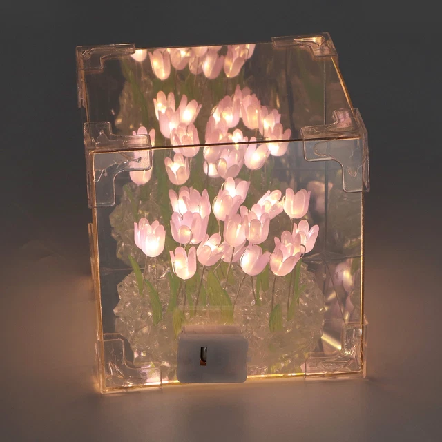 Tulip Cube Night Light Handmade Tulip Cube Mirror Lamp 2 In 1 For Friends For £1477 Picclick Uk