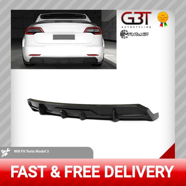 FOR TESLA MODEL 3 Full Carbon Fiber Rear Bumper Lower Diffuser 2016 ...