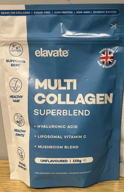 ELEVATE MULTI COLLAGEN Unflavoured Skin Hair Hyaluronic Acid Vitamins £ ...