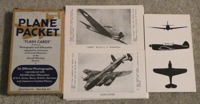 56 PLANE PACKET Flash Cards Aircraft Warning Service WWII Photo IOB ...