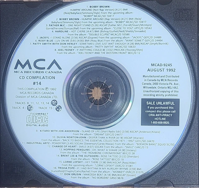 MCA RECORDS CANADA CD Compilation #14 August 1992 (CD) $19.99 - PicClick CA