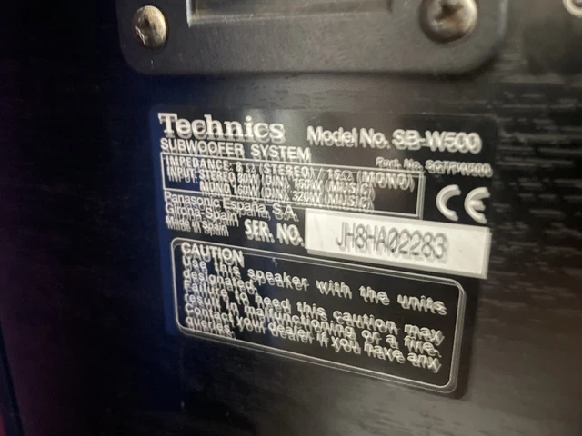TECHNICS SB-W500 PASSIVE Subwoofer Sub Bass Box Music or Home Cinema £ ...