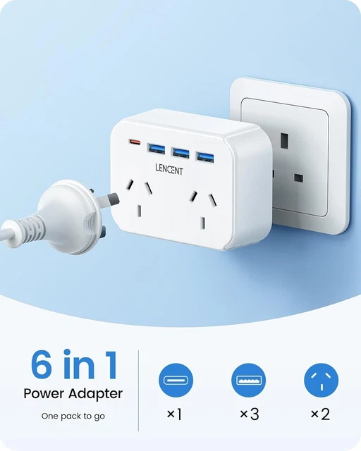 UK TRAVEL ADAPTER, AU to UK Plug Adapter with 1 USB C 3 USB A, Type G ...