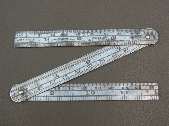 VINTAGE ADVERTISING STEEL 3 fold 12" rule ruler No 891 by Chesterman £ ...