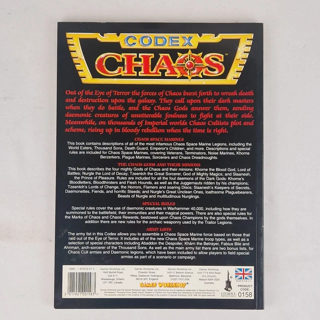 WARHAMMER 40,000 ROGUE Trader Codex Chaos W40K Rules Supplement Games Workshop £39.95 - PicClick UK