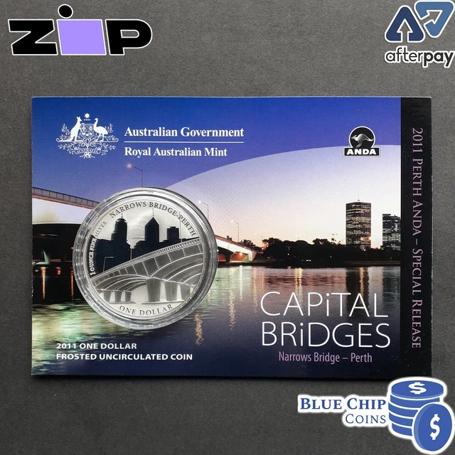 2011 UNC $1 CAPITAL BRIDGES NARROWS BRIDGE-PERTH FROSTED 1oz SILVER ...