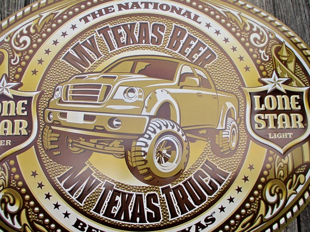 RARE LONE STAR National Beer of Texas Truck Buckle SIGN Man Cave TACKER ...