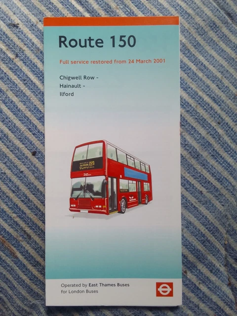 LONDON BUS TIMETABLE Leaflet Route 150 £2.00 - PicClick UK