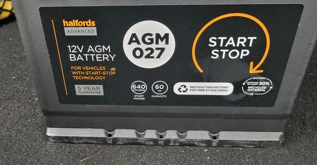 HALFORDS 60 AH - AGM 027 Car Battery 12v Start Stop - Brand New £78.68 ...