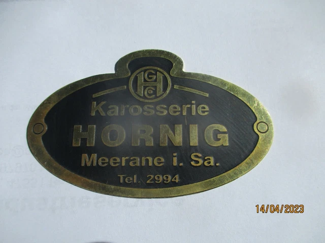 TYPENSCHILD SCHILD KAROSSERIE Hornig Meerane Adler wanderer Horch ...