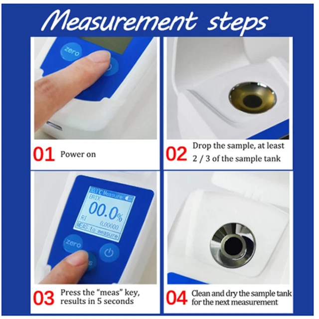 DIGITAL BRIX REFRACTOMETER Automatic Temperature Compensation Compact ...