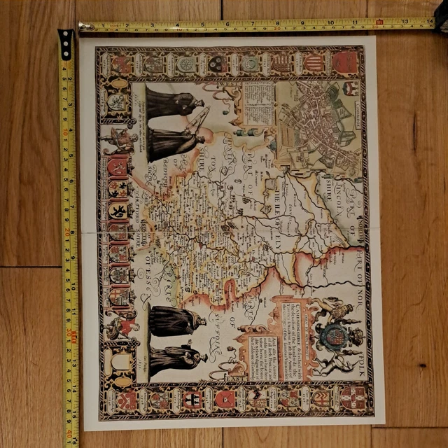 TUDOR MAP OF Cambridgeshire by John Speed £3.99 - PicClick UK