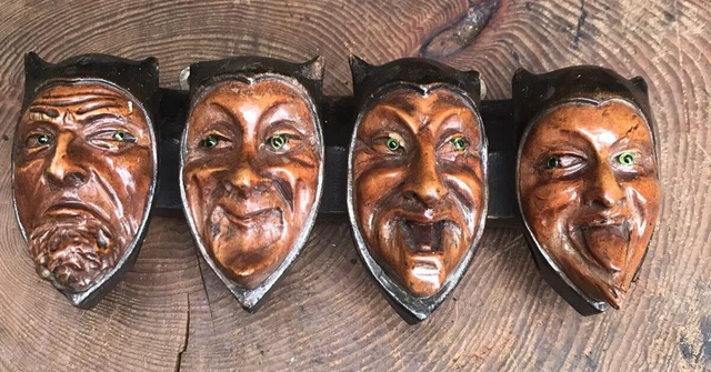 RARE ANTIQUE BLACK FOREST DEVIL HEAD PIPE RACK by FW & Co dated 1888 ...