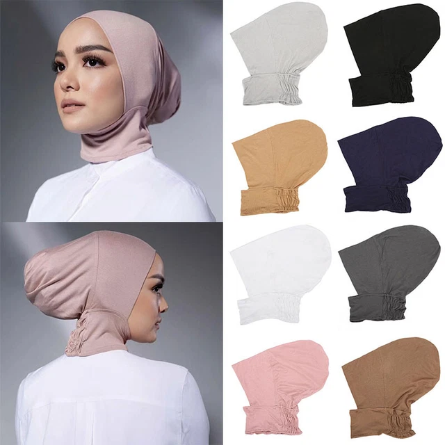 WOMENS UNDER SCARF Cap Bone Bonnet Ninja Hijab Islamic Neck Cover ...