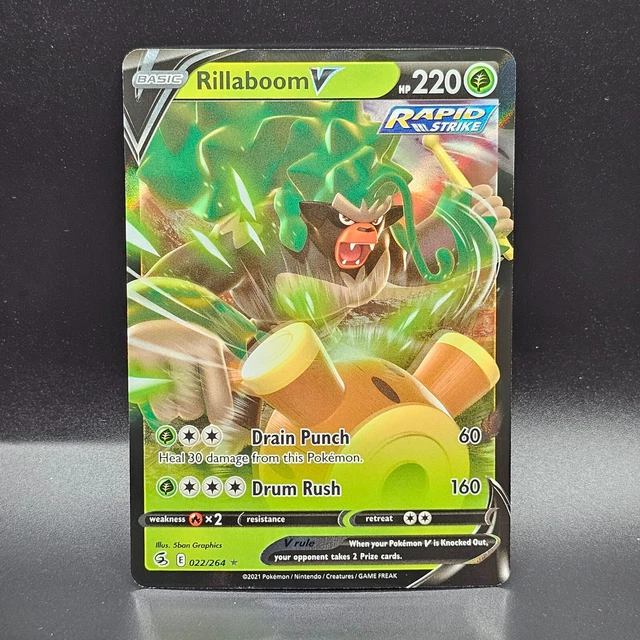 RILLABOOM V 022/264 Pokemon Fusion Strike Holo Ultra Rare Card After ...