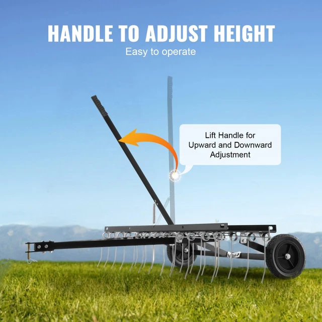 48 INCH TOW Behind Dethatcher with 24 Spring Steel Tines for Mower Lawn ...