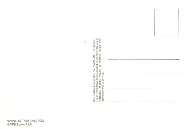 CARTOLINA, ROYAL MAIL Hot Air Palloncino, Postcode It Nwpb Serie 7 (D ...