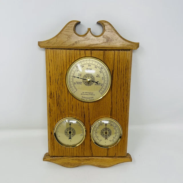 BAROMASTER TEMPERATURE BAROMETER Hygrometer Wood Weather Station France ...