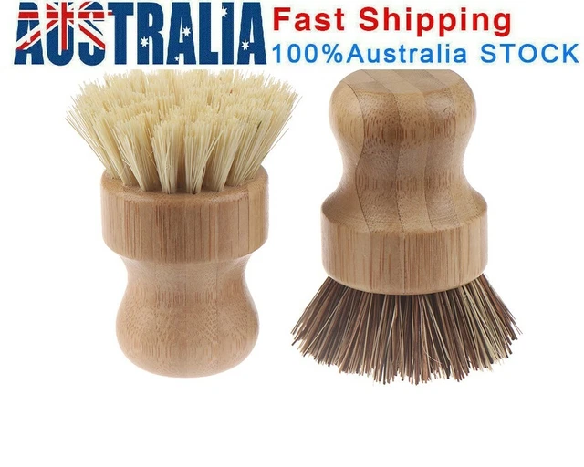 KITCHEN CLEANING BRUSH Sisal Palm Bamboo Short Handle Dish Brush Bowl ...