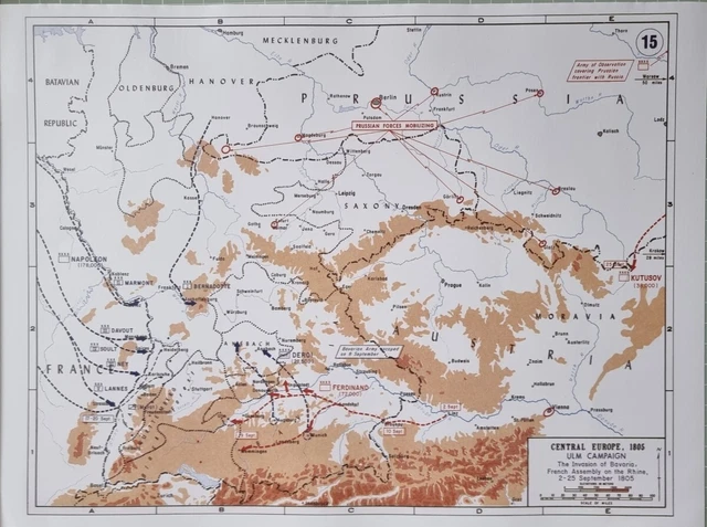 MODERN WEST POINT Map Napoleonic Wars Ulm Campaign Invasion Of Bavaria ...