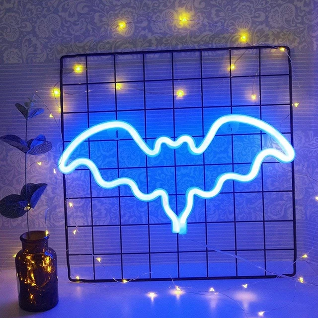 LED BAT LIGHT Creative Lamp Decor Decorative Night Halloween Neon Sign ...