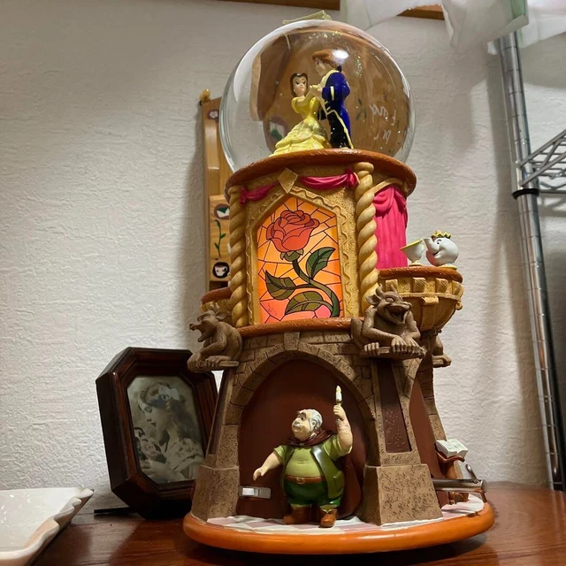 DISNEY BEAUTY AND the Beast Snow Globe Dome Music Box Maurice height 11 ...