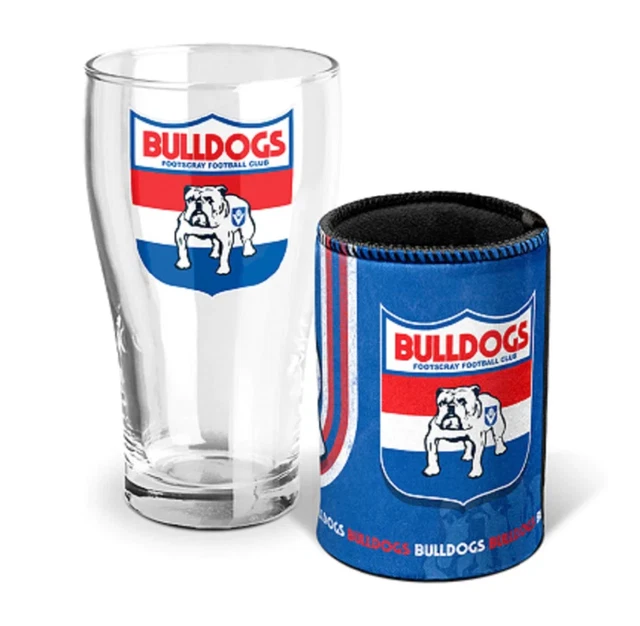 WESTERN BULLDOGS OFFICIAL AFL Heritage Gift Pack 600ml Pint Glass & Can ...