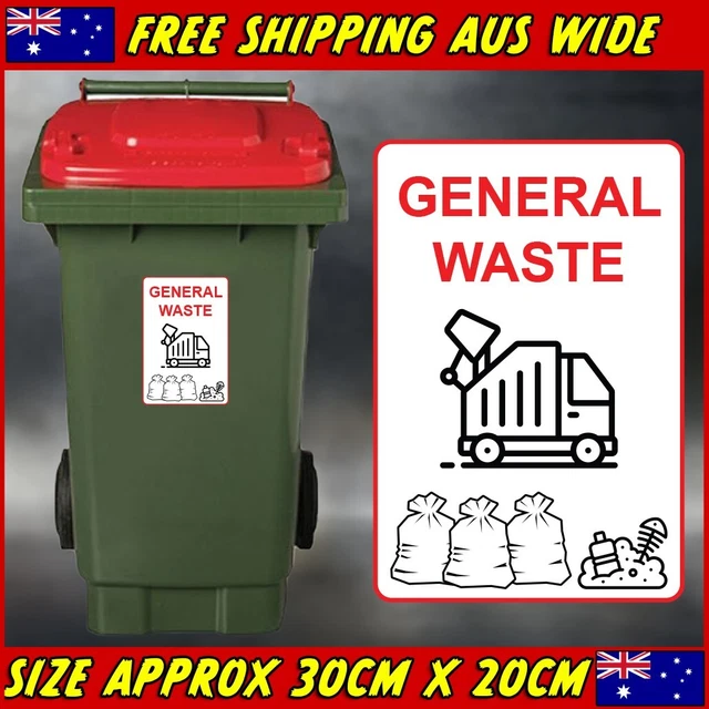 GENERAL WASTE WHEELIE Bin Sticker Weatherproof Adhesive Decal For ...