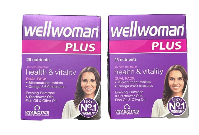 2 X VITABIOTICS Wellwoman Plus Omega 369 - 56 Tablets/Capsules BB: 06/ ...