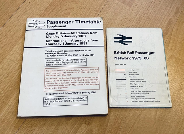 VINTAGE BRITISH RAIL PASSENGER NETWORK Map Book 1979~80 & Timetable ...