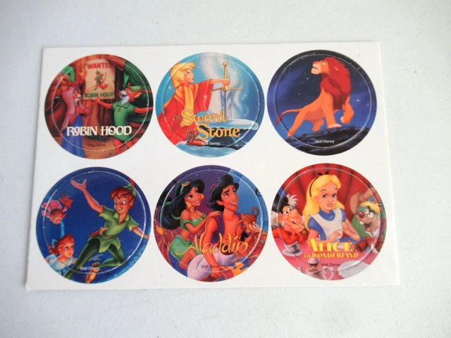 DISNEY MOVIE UNCUT POGS Sheet Robin Hood Sword of Stone Peter Pan ...