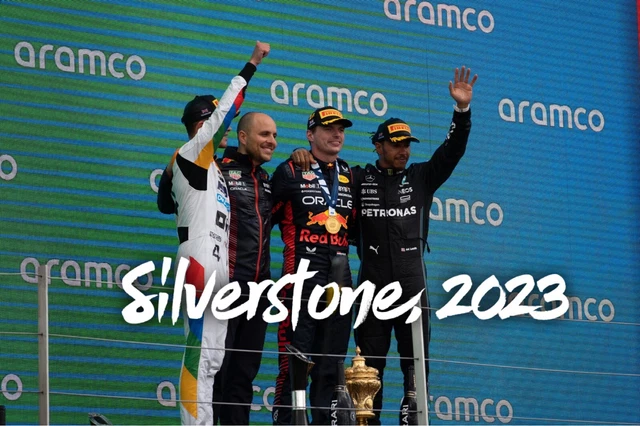 SILVERSTONE PODIUM MAX Verstappen Lewis Hamilton Lando Norris 12x8 2023 ...