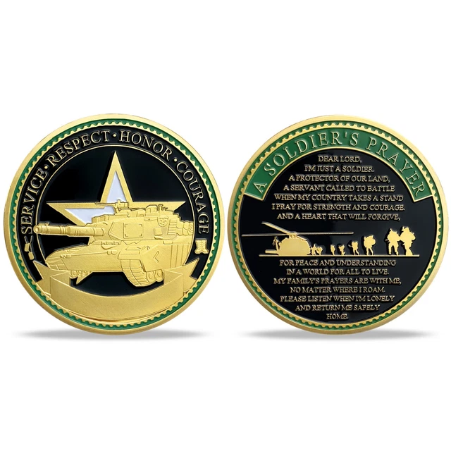 ARMY CHALLENGE COIN M1A1 Tank Military Soldier's Prayer Collectible ...