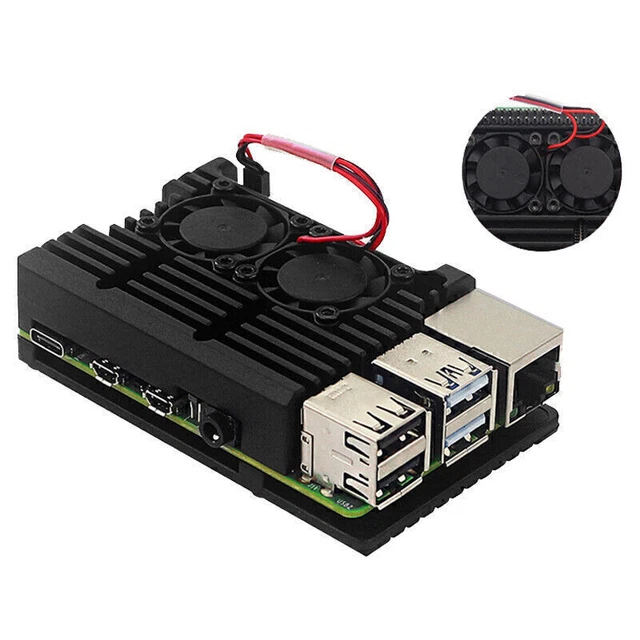GEHÄUSE AUS MIT doppeltem Lüfter für Raspberry Pi 4 Modell B 4B EUR 15,54 - PicClick DE