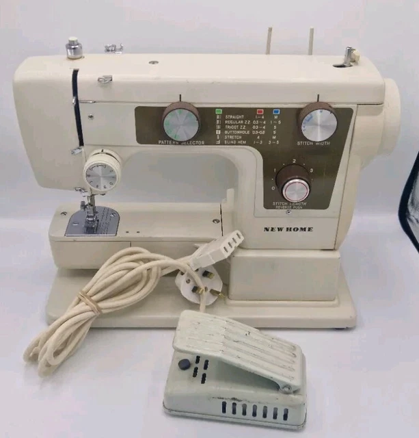 VINTAGE NEW HOME Janome 641 White Electric Heavy Duty Sewing Machine Working £89.12 - PicClick UK