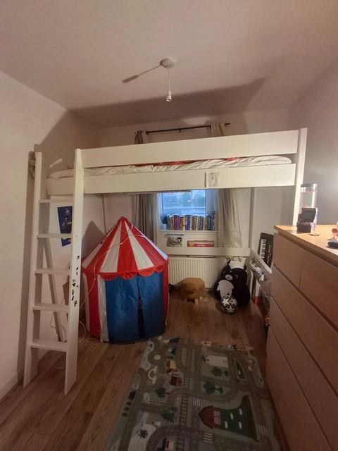 HIGH SLEEPER SOLID Pine Wood Loft Bed Frame with mattress £104.70 ...