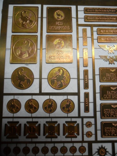 WARHAMMER 40K RED Scorpions Forgeworld brass etched symbols icons rare ...