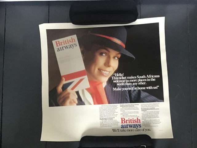 ORIGINAL BRITISH ARWAYS 1980 Roz Hanby stewardess advertising poster £ ...