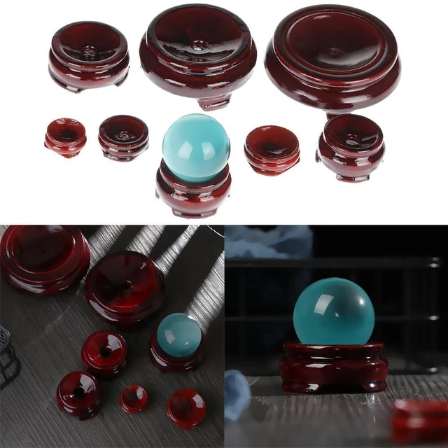 SEAT CRYSTAL BALL Base Statue Pedestal Miniature Display Stand Wood ...