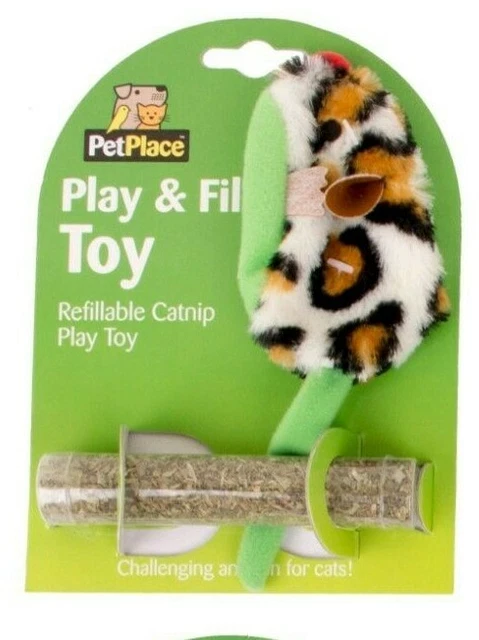 PET PLACE FILL + Refillable Catnip Filled Mouse Toy For Cat Kitten play ...